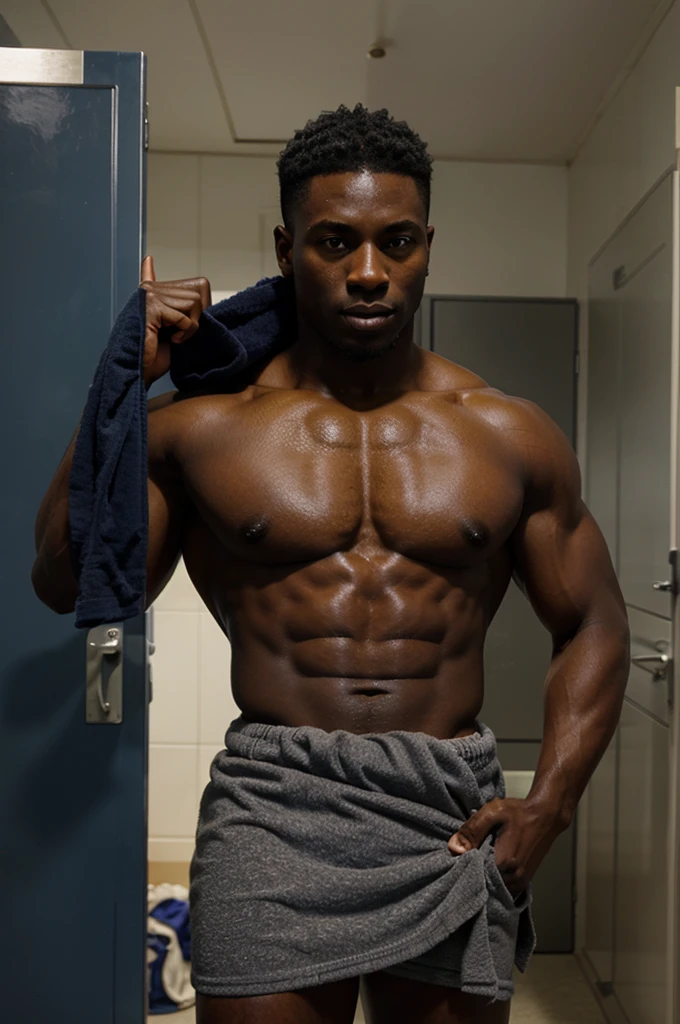 Hot lean muscular but big juicy pecs black darkskin male in his early 20s flexin - SeaArt AI