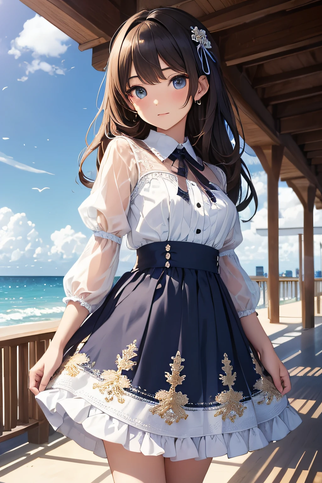 A Close Up Of A Woman In A Dress On A Pier SeaArt AI a-close-up-of-a-woman-in-a-dress-on-a-pier-seaart-ai