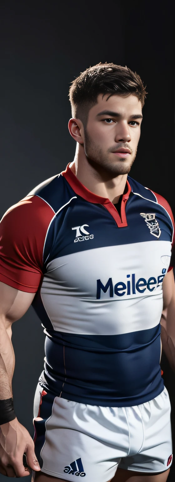 A close up of a man in a rugby uniform holding a ball - SeaArt AI