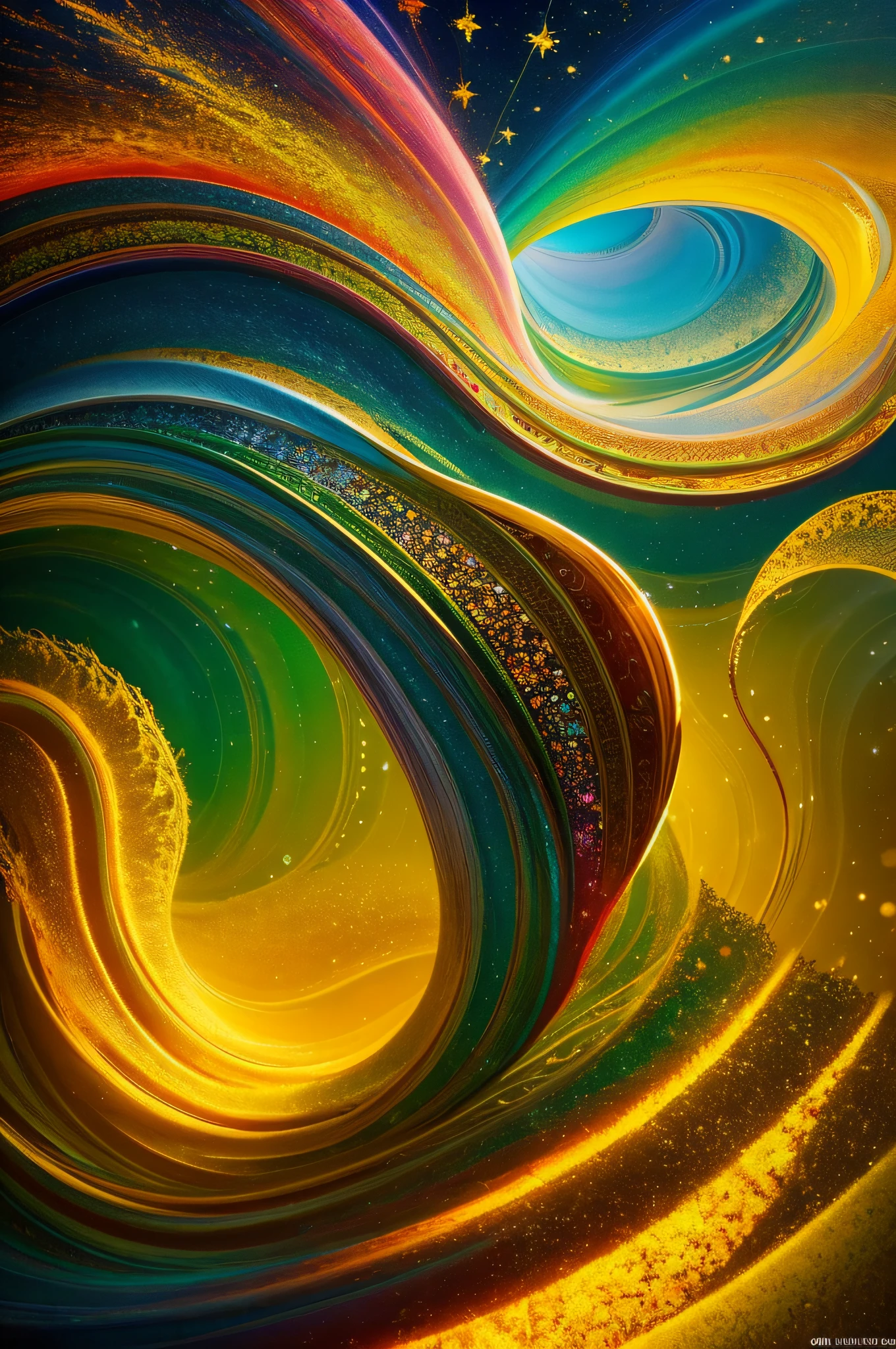 A colorful swirl of paint with stars and a star in the background - SeaArt AI