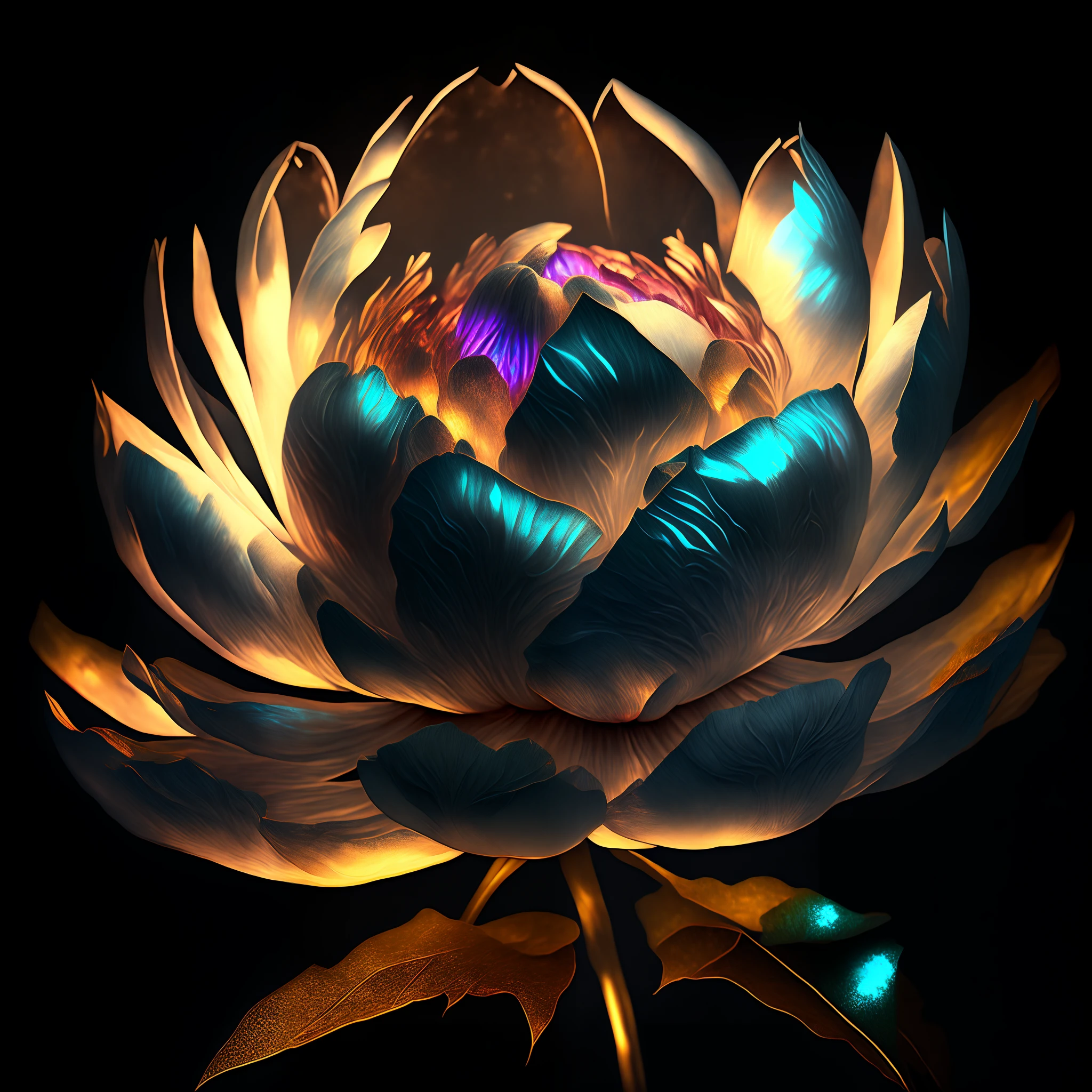 There is a large flower with a lot of lights on it - SeaArt AI