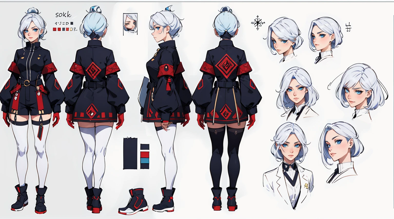 Female original character reference sheet adoptable, - SeaArt AI