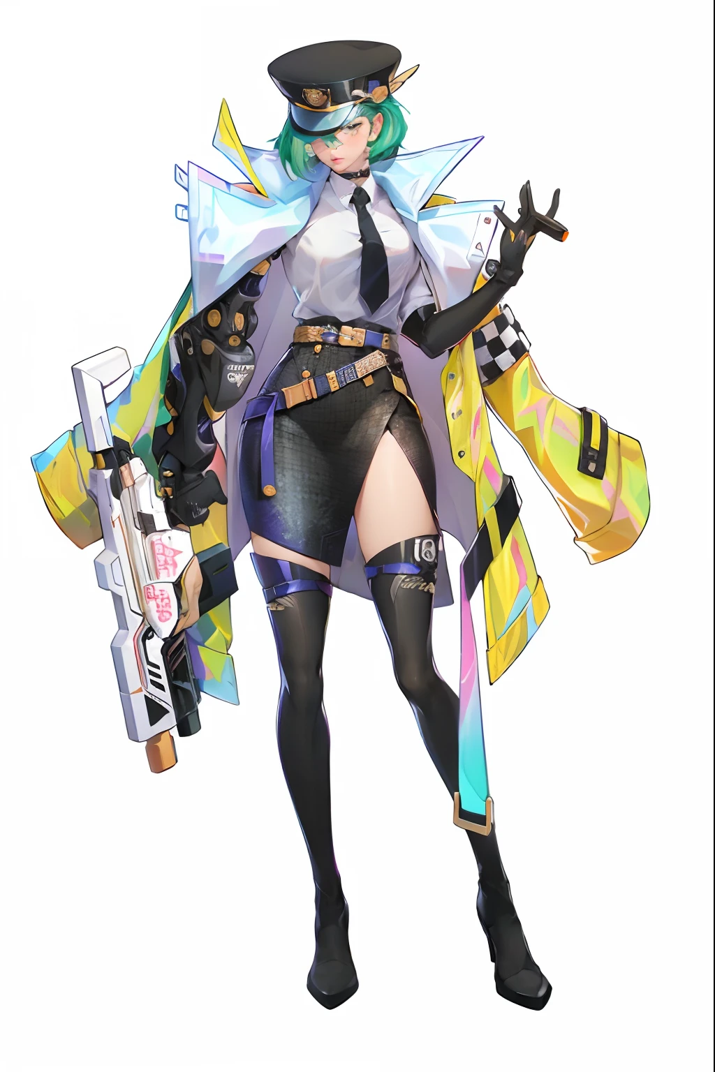 A close up of a person in a uniform holding a gun - SeaArt AI