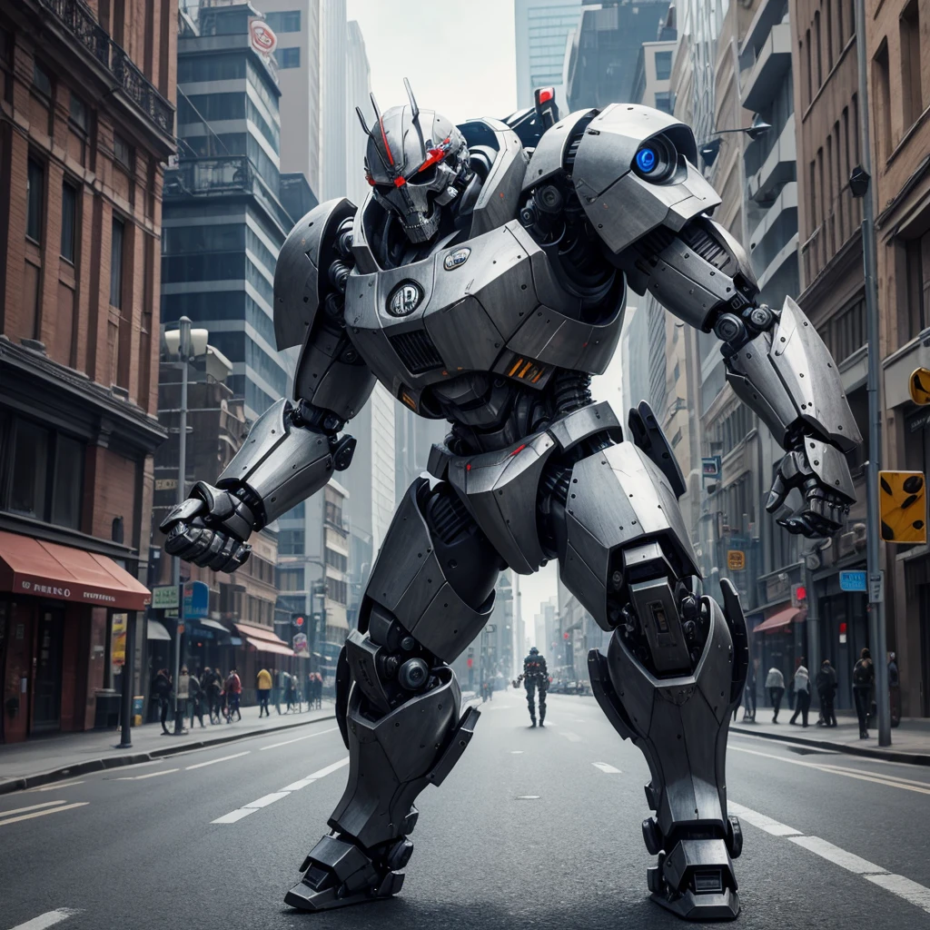 Hyper Realistic warrior robot that have a human skull in his hand and ...
