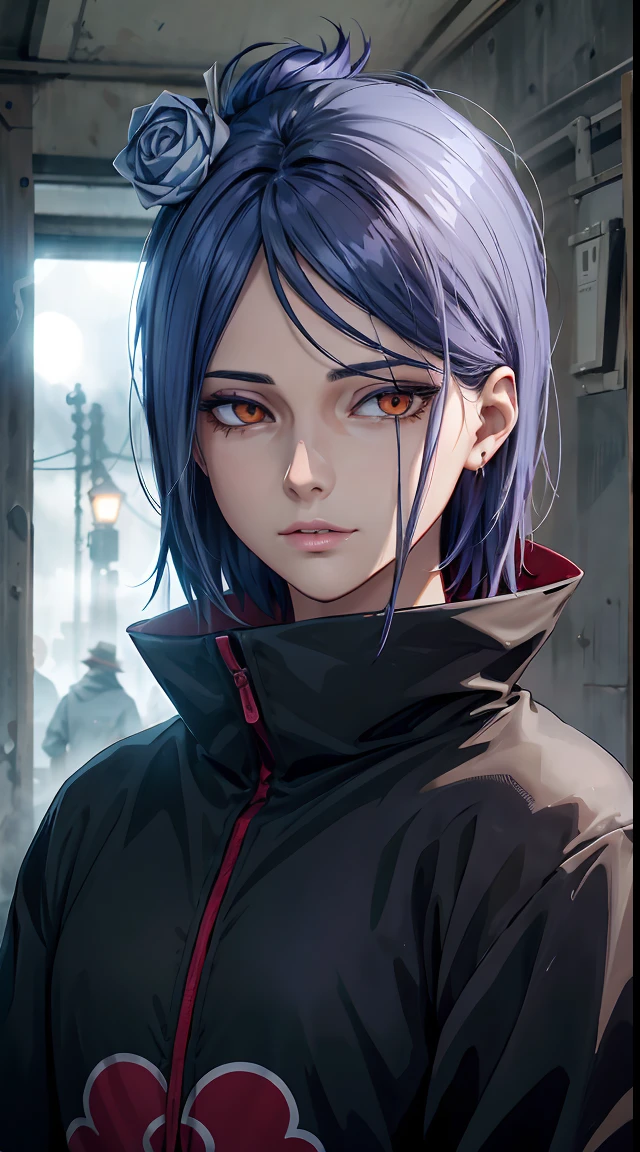 Anime girl with blue hair and purple eyes in a train - SeaArt AI