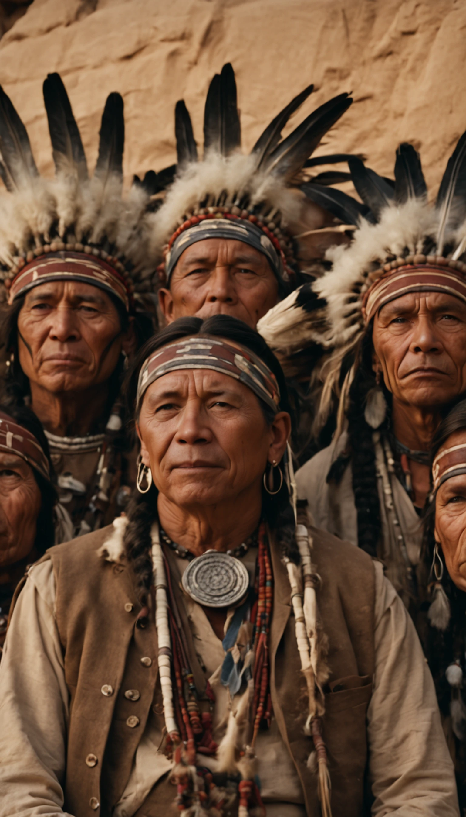 Arafed group of native american men in traditional clothing posing for ...