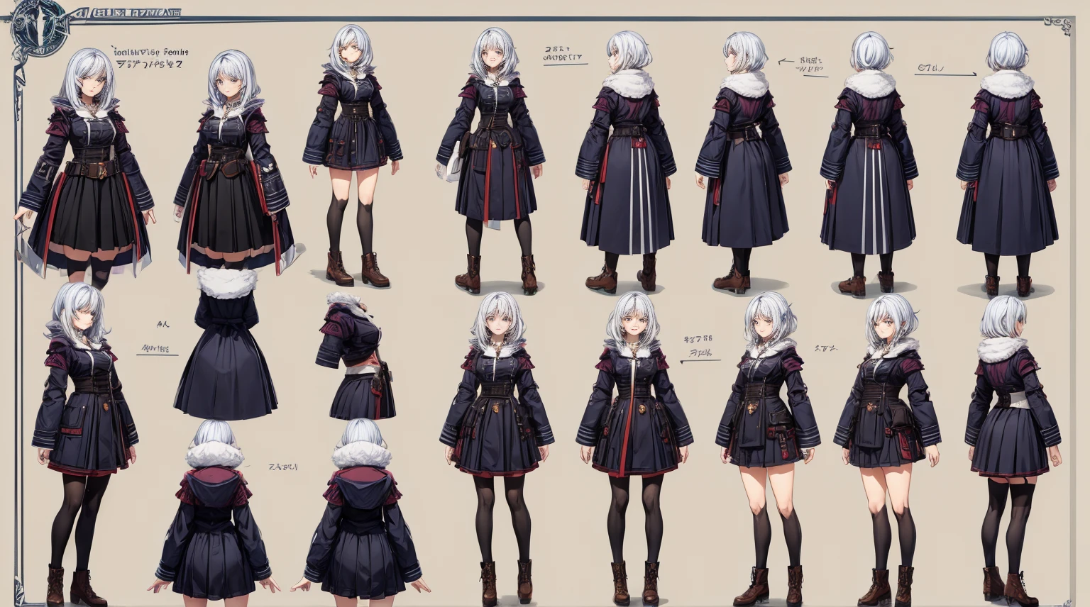 Female original character reference sheet adoptable, - SeaArt AI