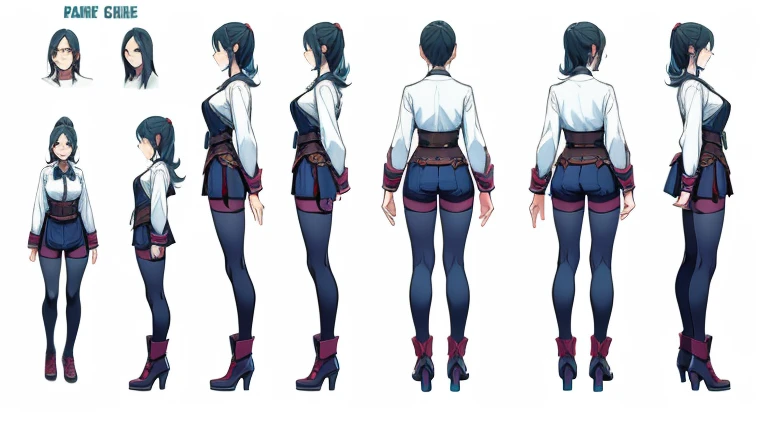 Female original character action reference sheet adoptable, - SeaArt AI