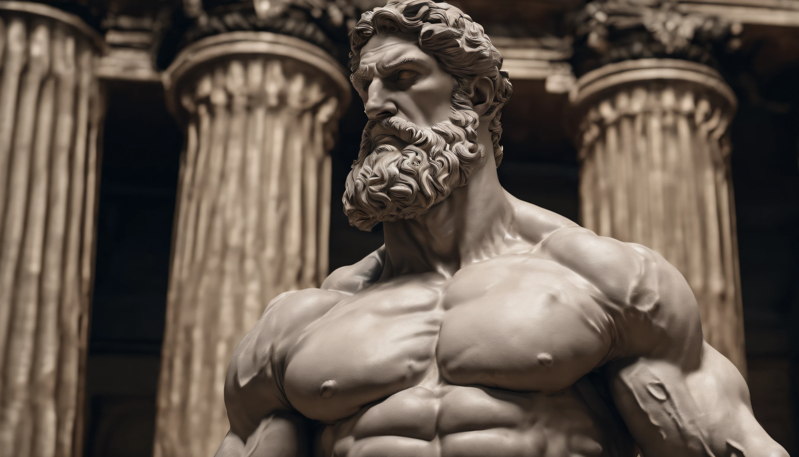 A close up of a statue of a man with a beard - SeaArt AI