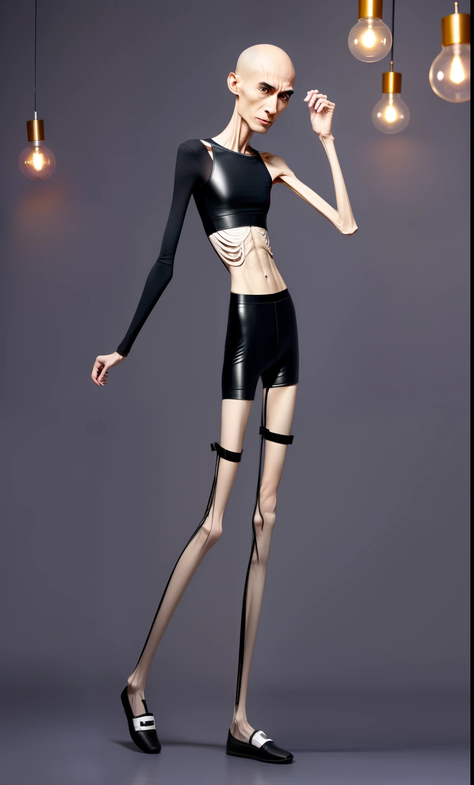 A woman in a black top and black shorts posing for a picture - SeaArt AI
