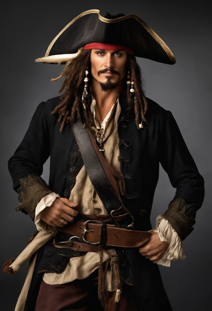 A man dressed in pirate costume posing for a photo - SeaArt AI
