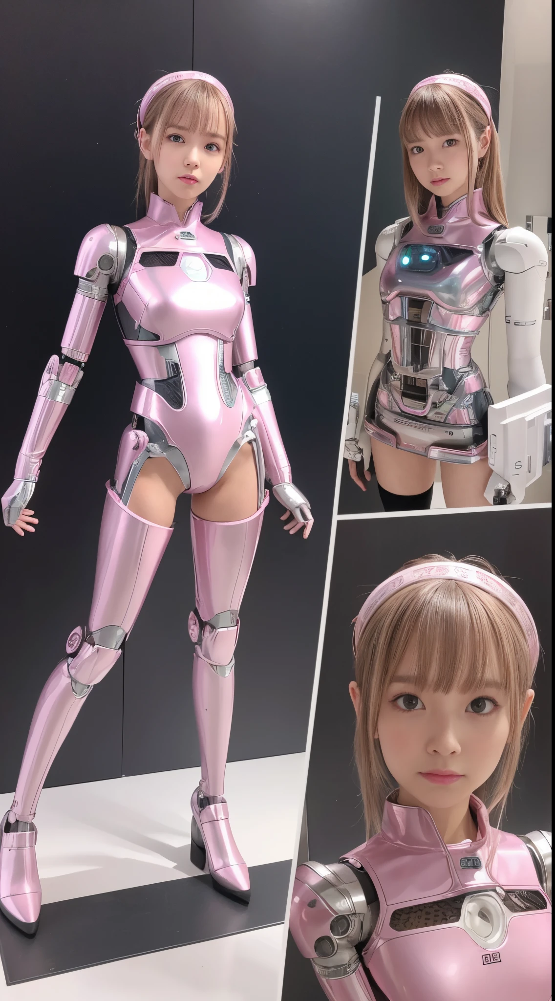A close up of a woman in a pink suit and a robot - SeaArt AI