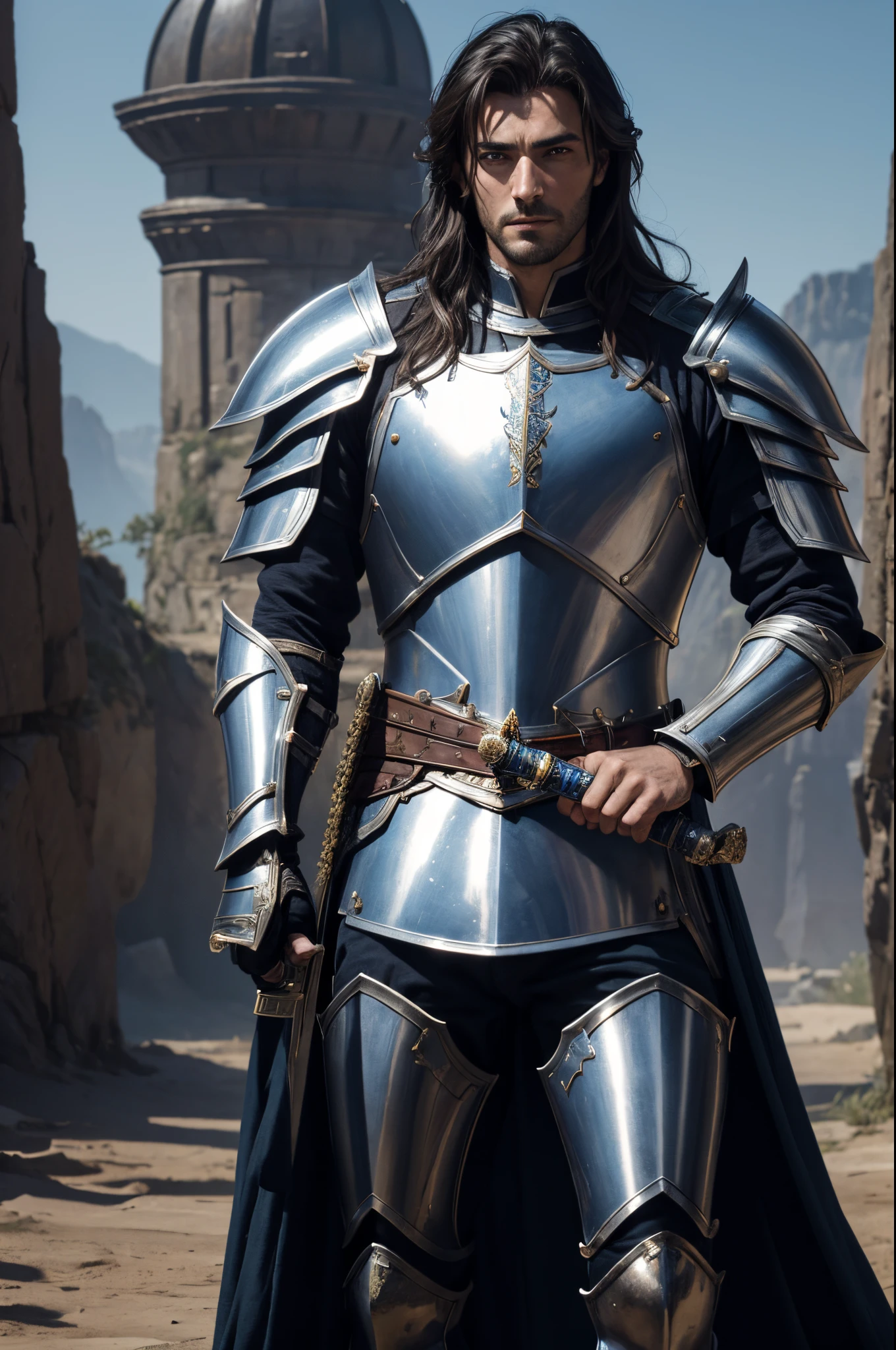 Arafed man in armor standing in front of a castle - SeaArt AI