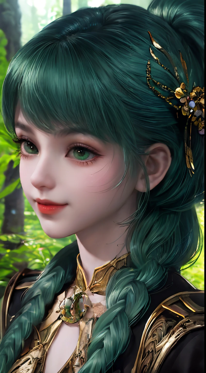 A close up of a woman with green hair and a green wig - SeaArt AI