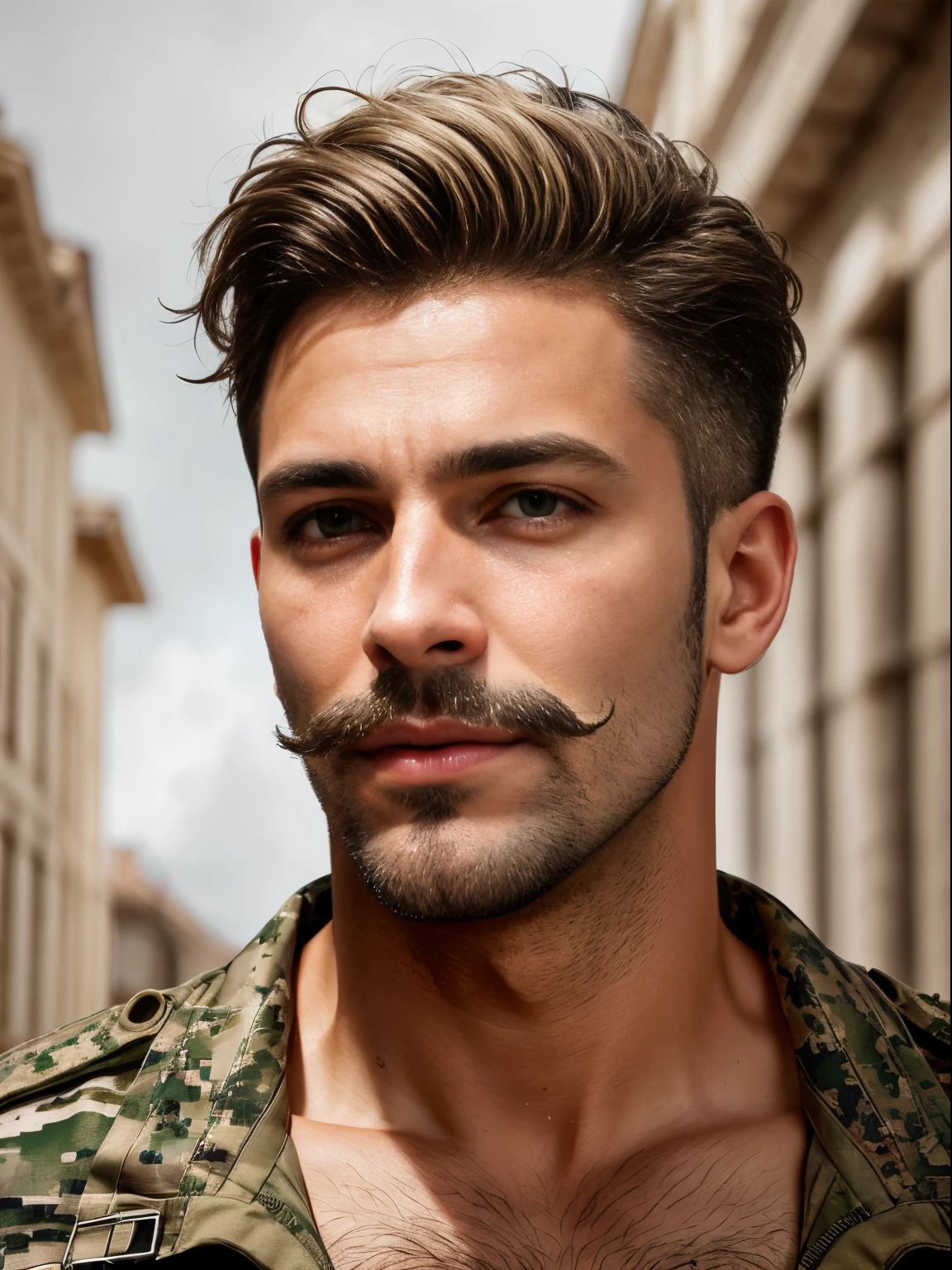 A close up of a man with a mustache and a beard - SeaArt AI