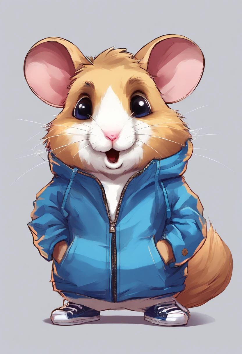 A close up of a cartoon hamster wearing a blue jacket - SeaArt AI
