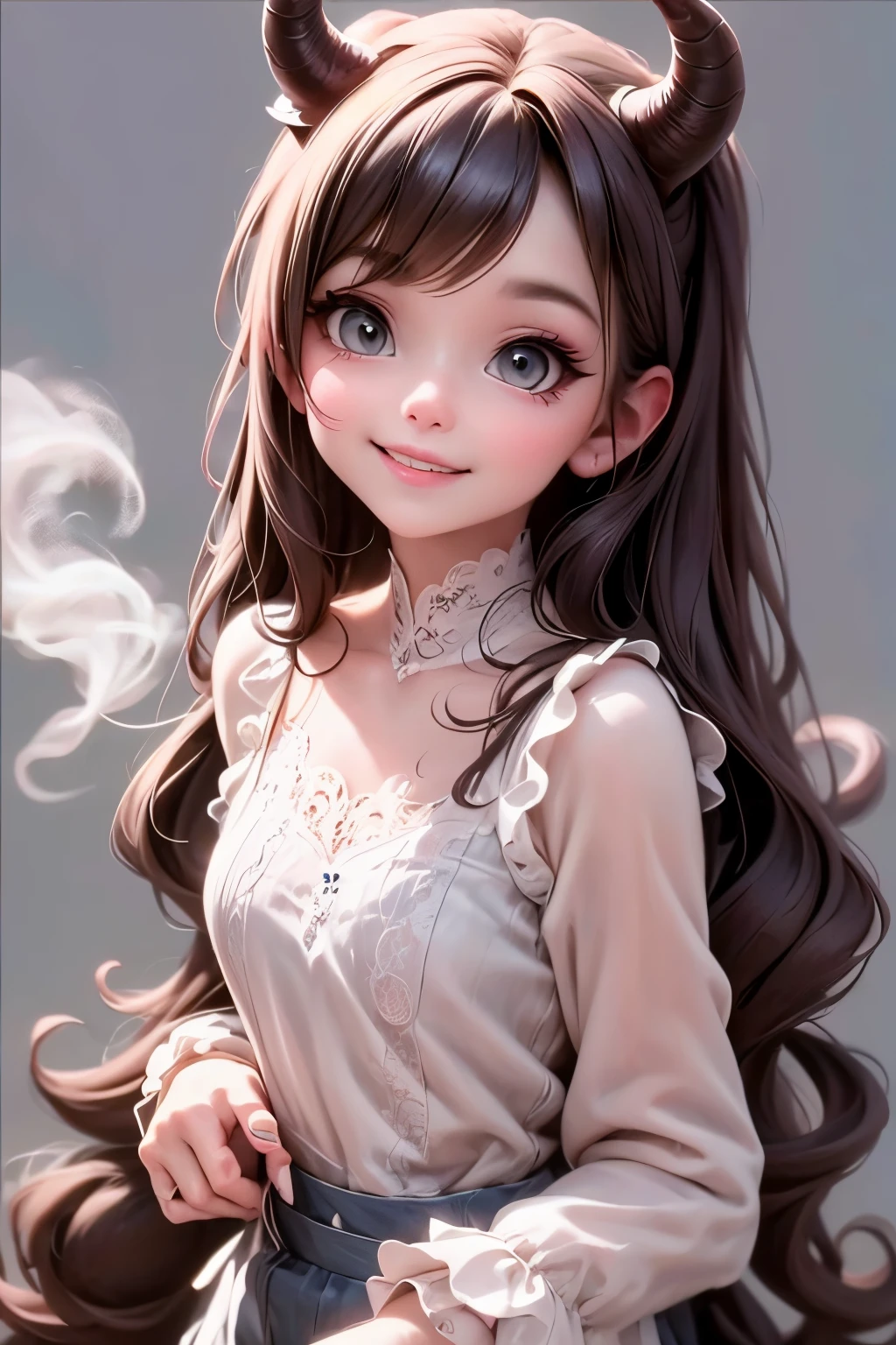 A close up of a girl with horns on her head - SeaArt AI