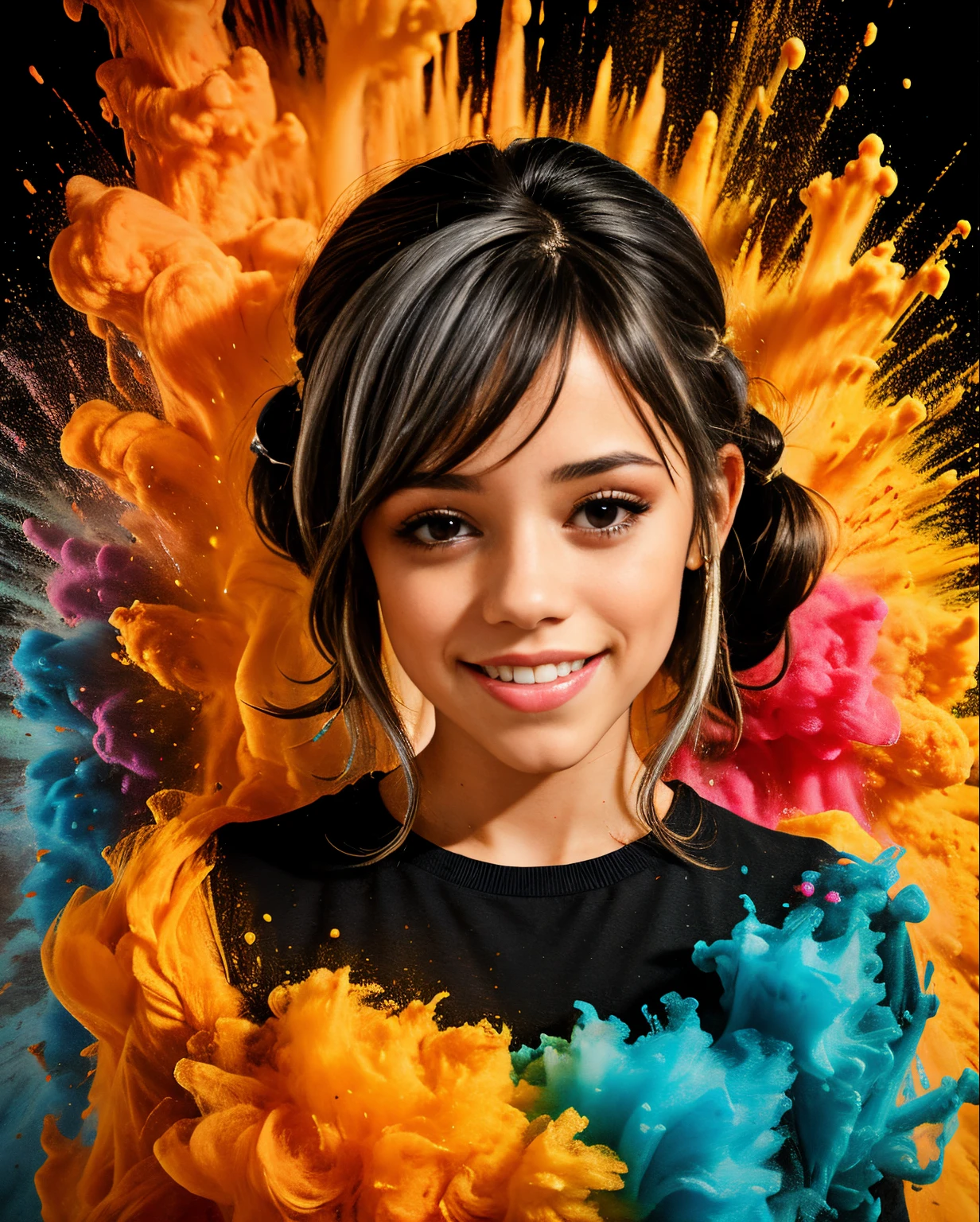 A close up of a person with a colorful background - SeaArt AI