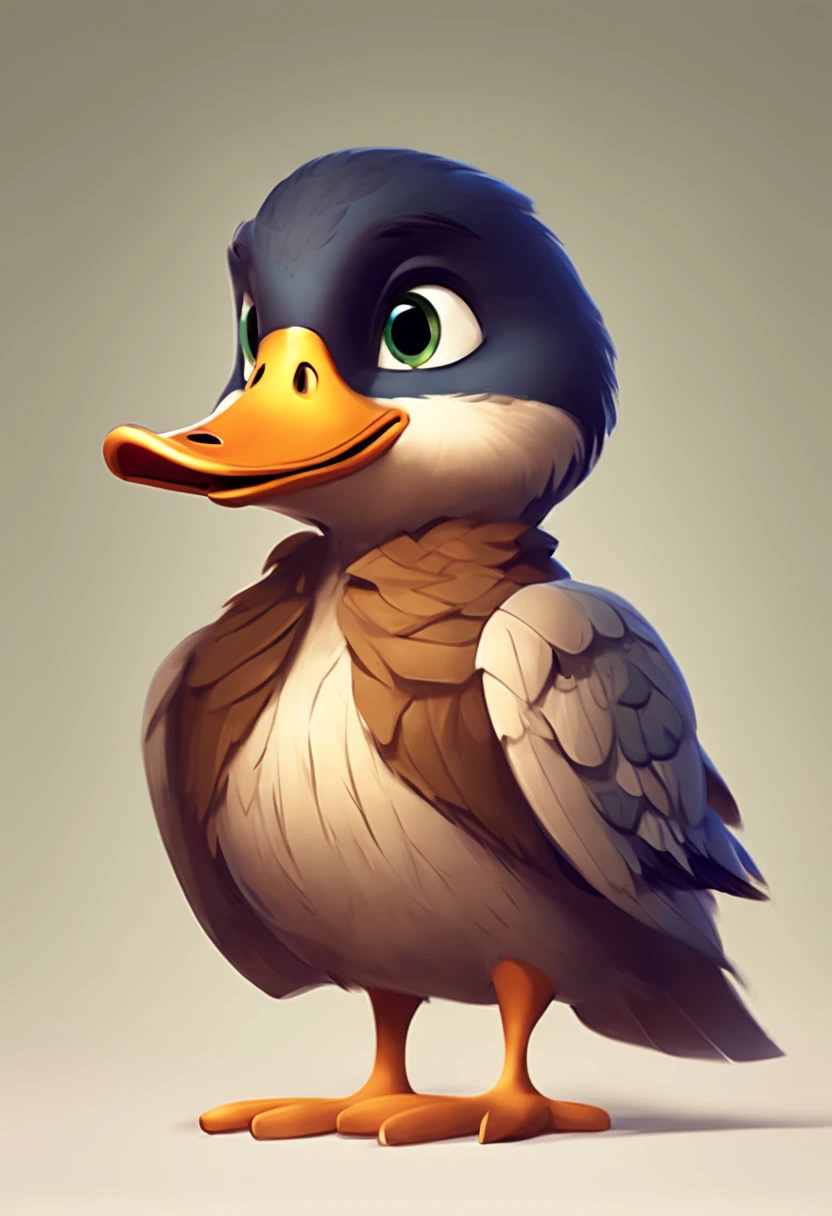 Character design, Pixar style, Cute and cute mallard eagle, Golden ...
