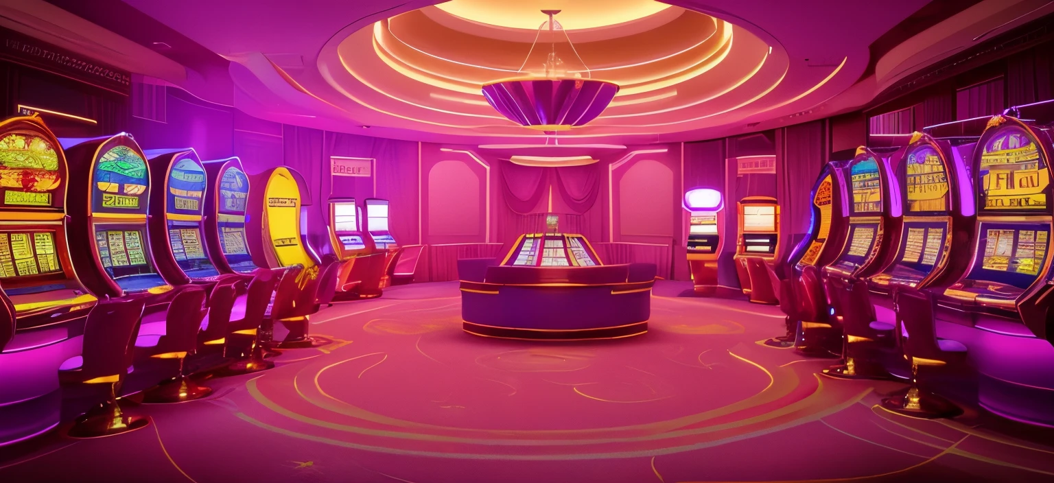 A close up of a casino machine with a lot of slot machines - SeaArt AI