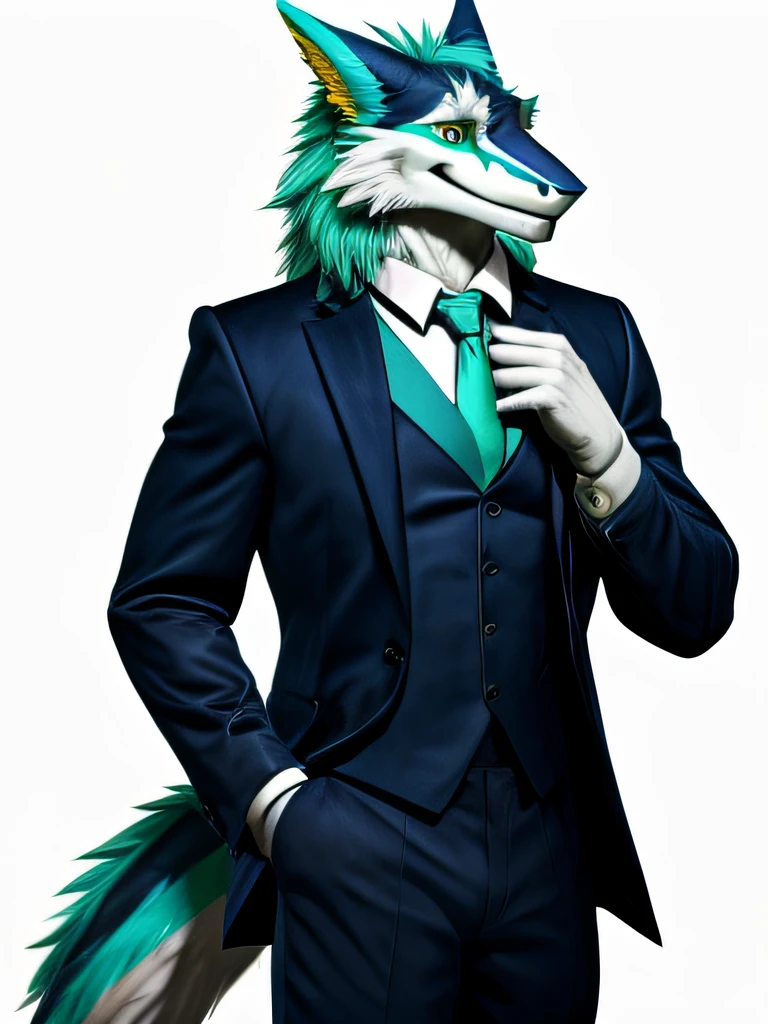 Araffe in a suit with a tie and a fox mask - SeaArt AI