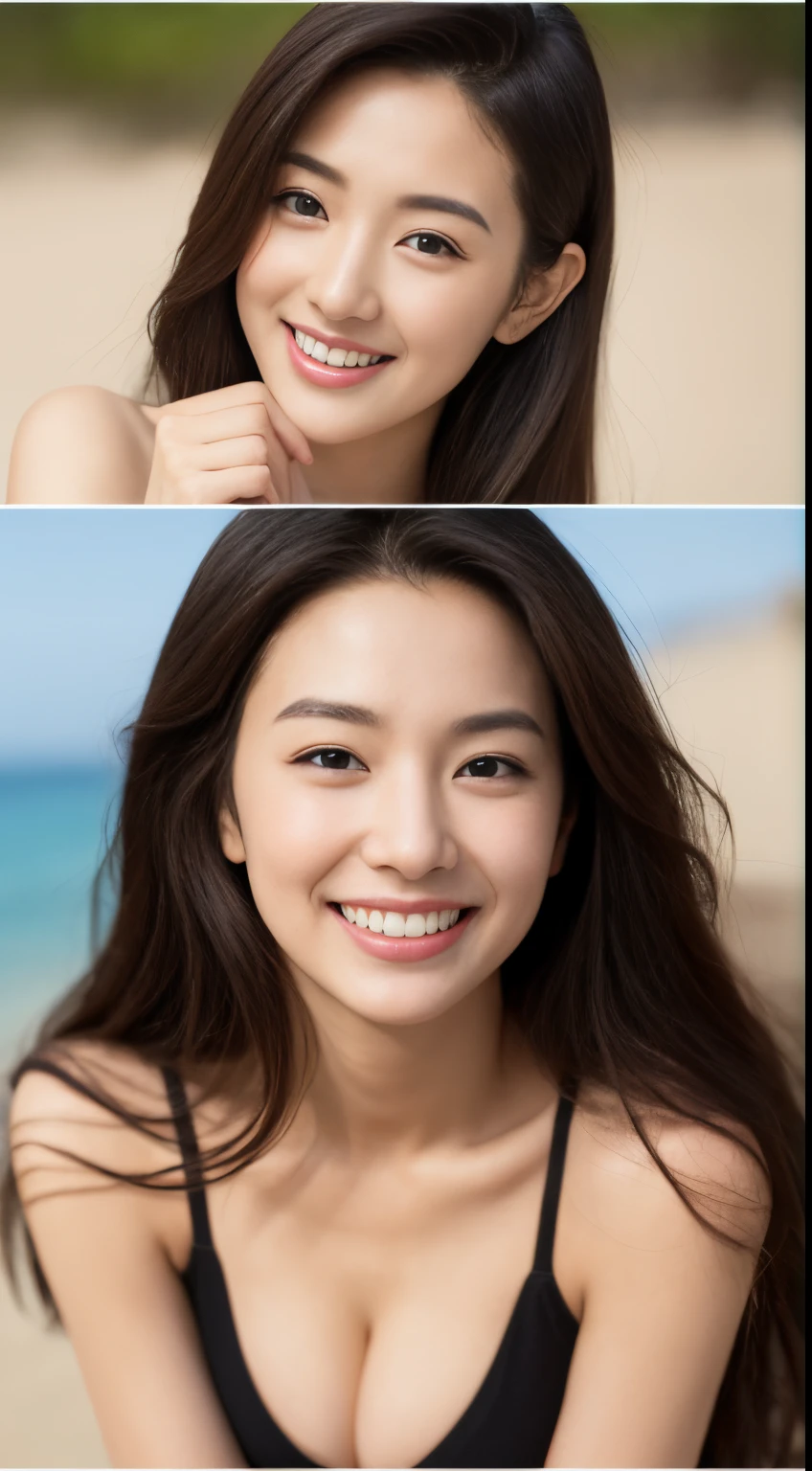 A close up of a woman in a black bikini posing for a picture - SeaArt AI