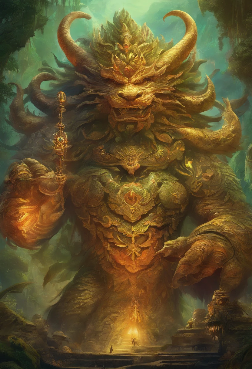 A painting of a demon with a lantern in his hand - SeaArt AI