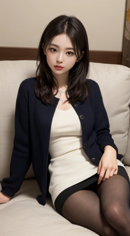 Depiction from a low angle、Let your brown hair flow lightly、wearing a ...