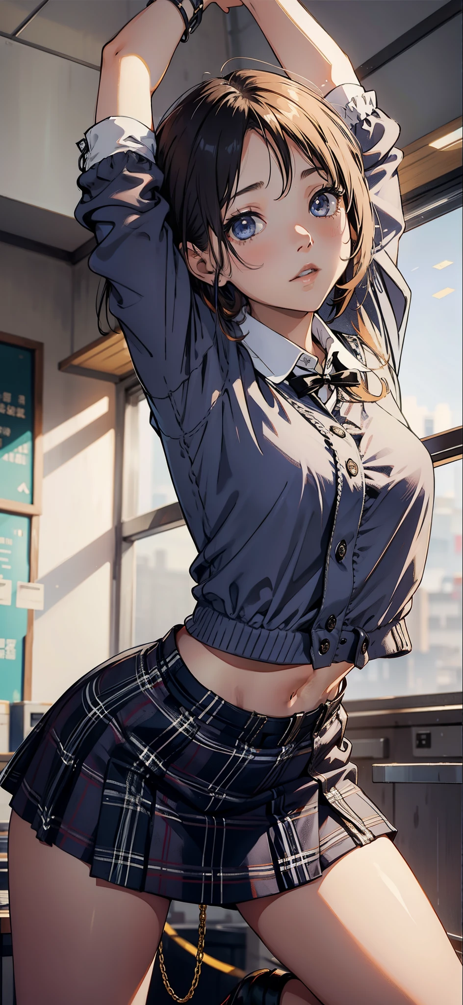 Anime girl in a school uniform posing for a picture - SeaArt AI