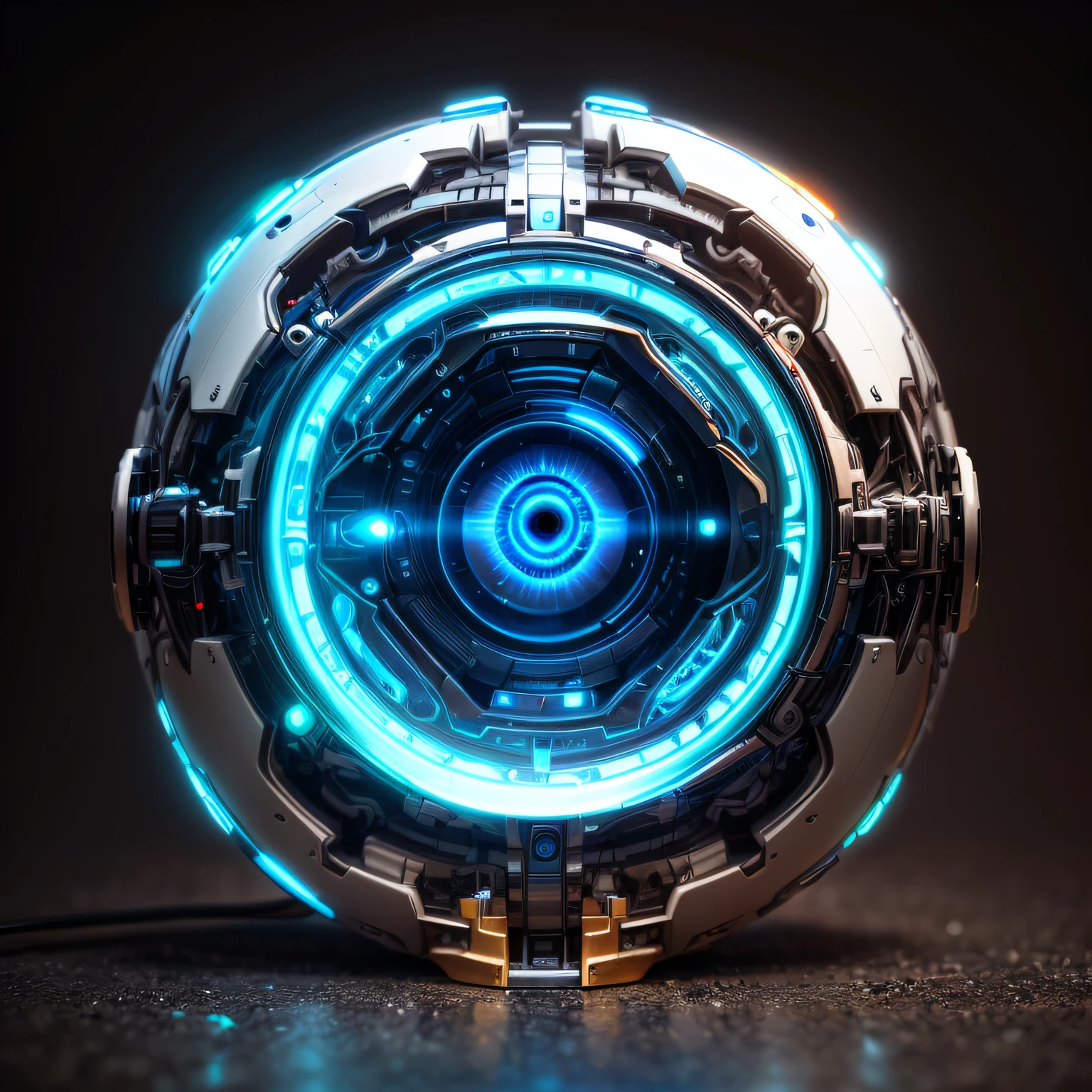 A futuristic looking object with glowing blue lights - SeaArt AI