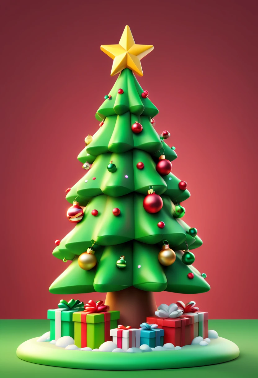 Disney style,Christmas, cartoon Christmas tree, green,3D icon - SeaArt AI