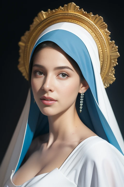 Beautiful ultra-thin realistic portrait of the Virgin Mary, White ...