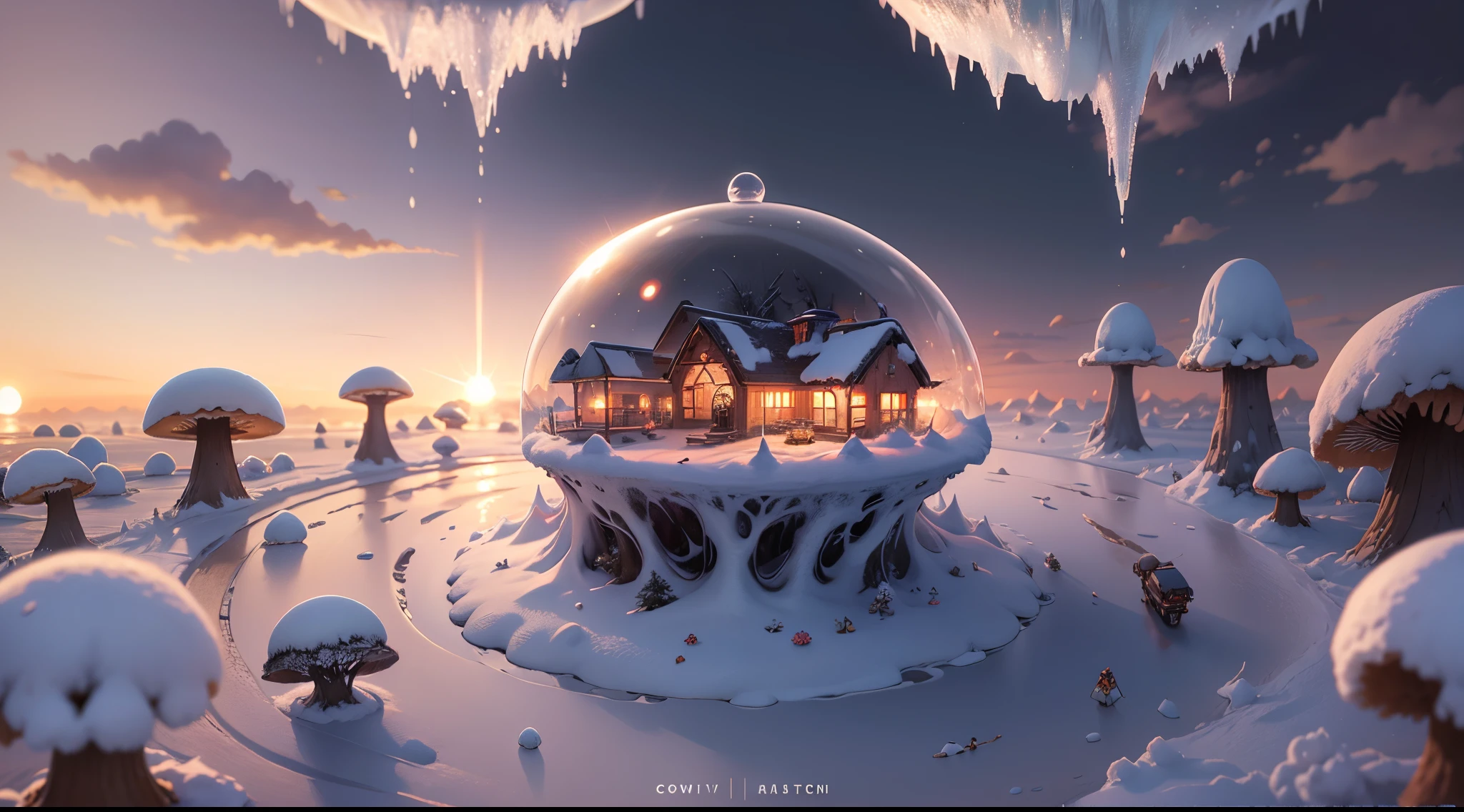 A close up of a snow globe with a house in it - SeaArt AI