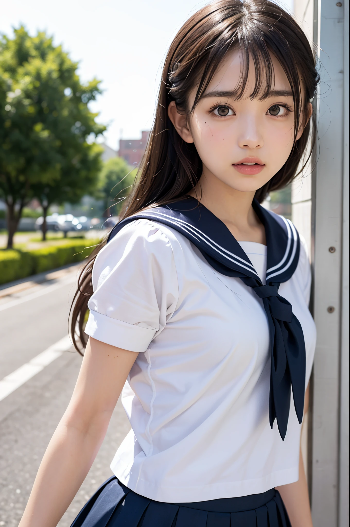 A close up of a woman in a uniform posing for a picture - SeaArt AI