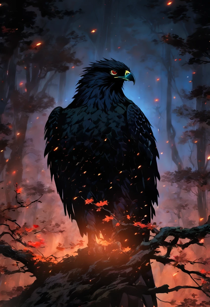 A close up of a bird sitting on a branch in a forest - SeaArt AI