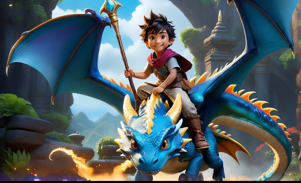 A close up of a person riding a dragon with a spear - SeaArt AI