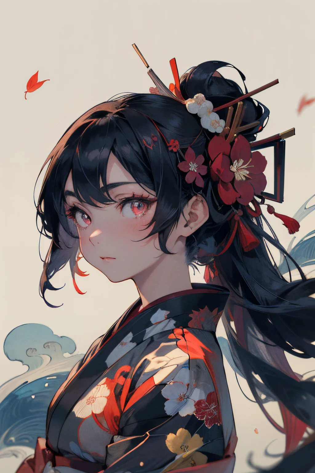 Anime girl with long hair and a flower in her hair - SeaArt AI