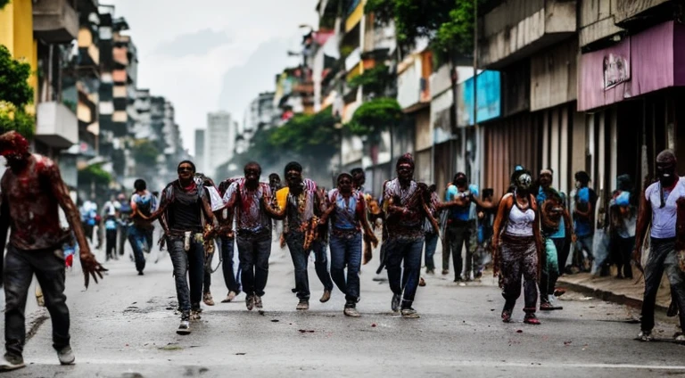 Streets of Cracolândia full of zombies in São Paulo, Brazil - SeaArt AI