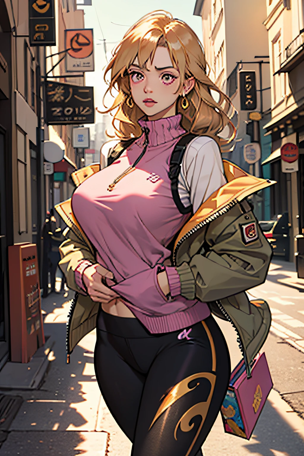 Anime girl walking down the street with a backpack and a purse - SeaArt AI