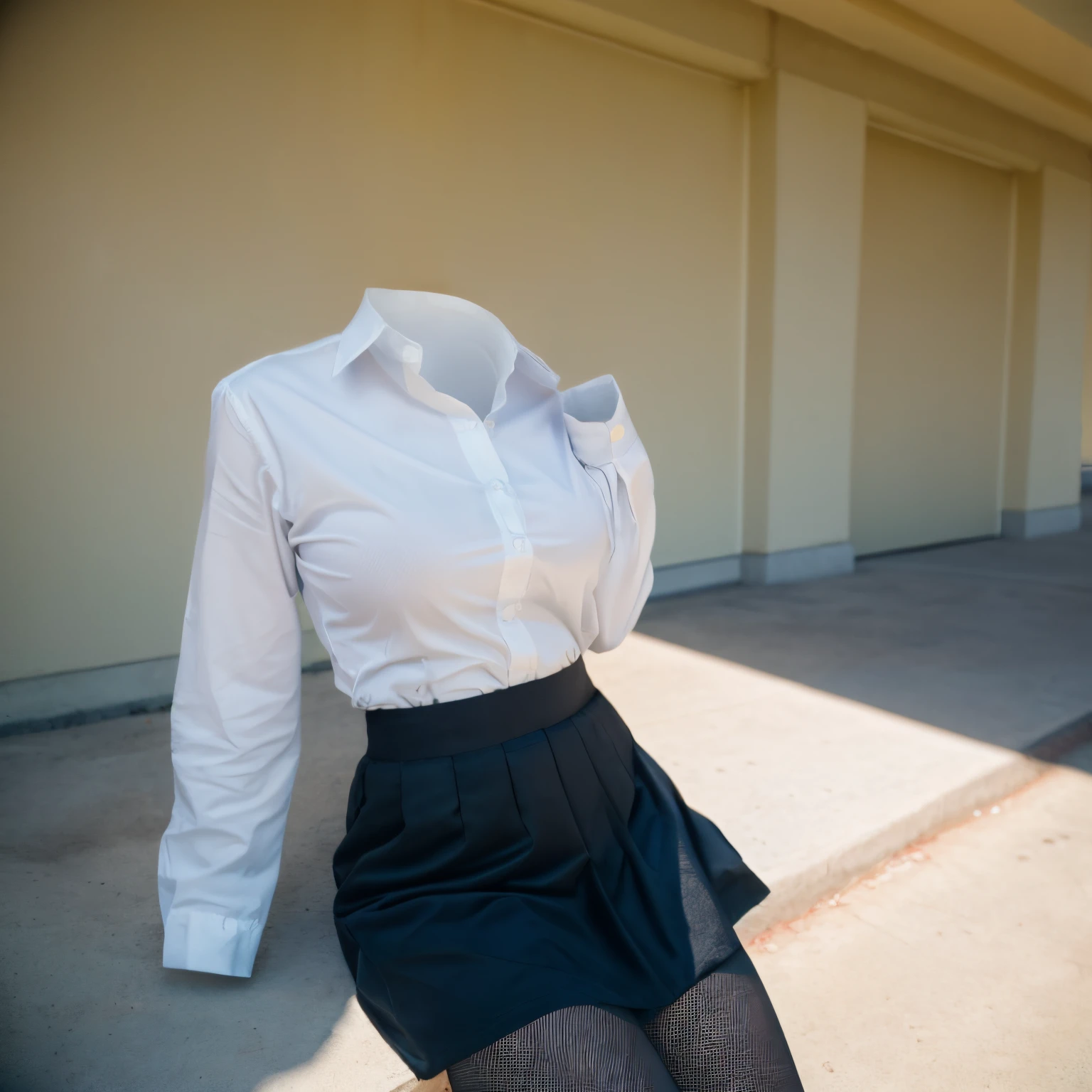 There is a woman in a skirt and shirt posing for a picture - SeaArt AI