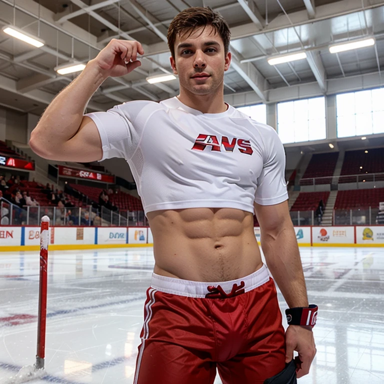 Evans as a hot ice ?????? player, massive bulge, muscular body - SeaArt AI