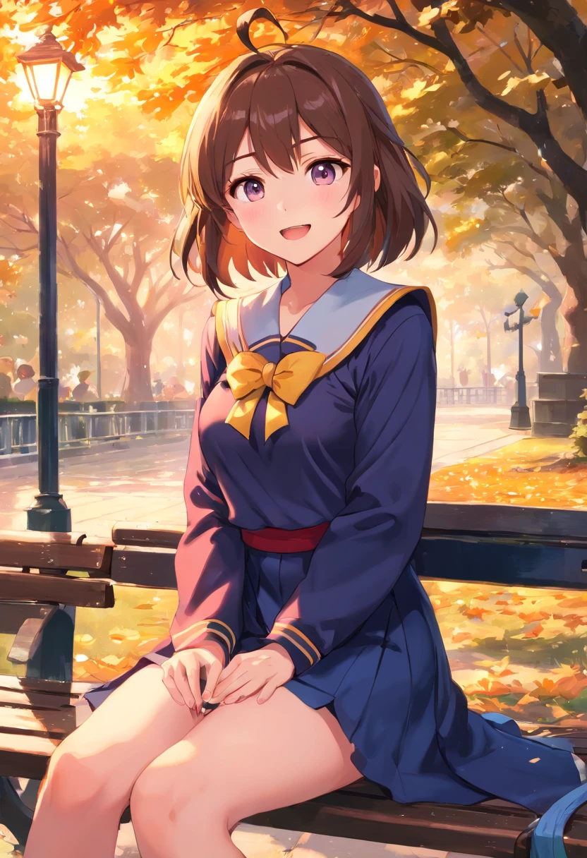 Subject: Megumin, action: sitting situation: On a park bench - SeaArt AI