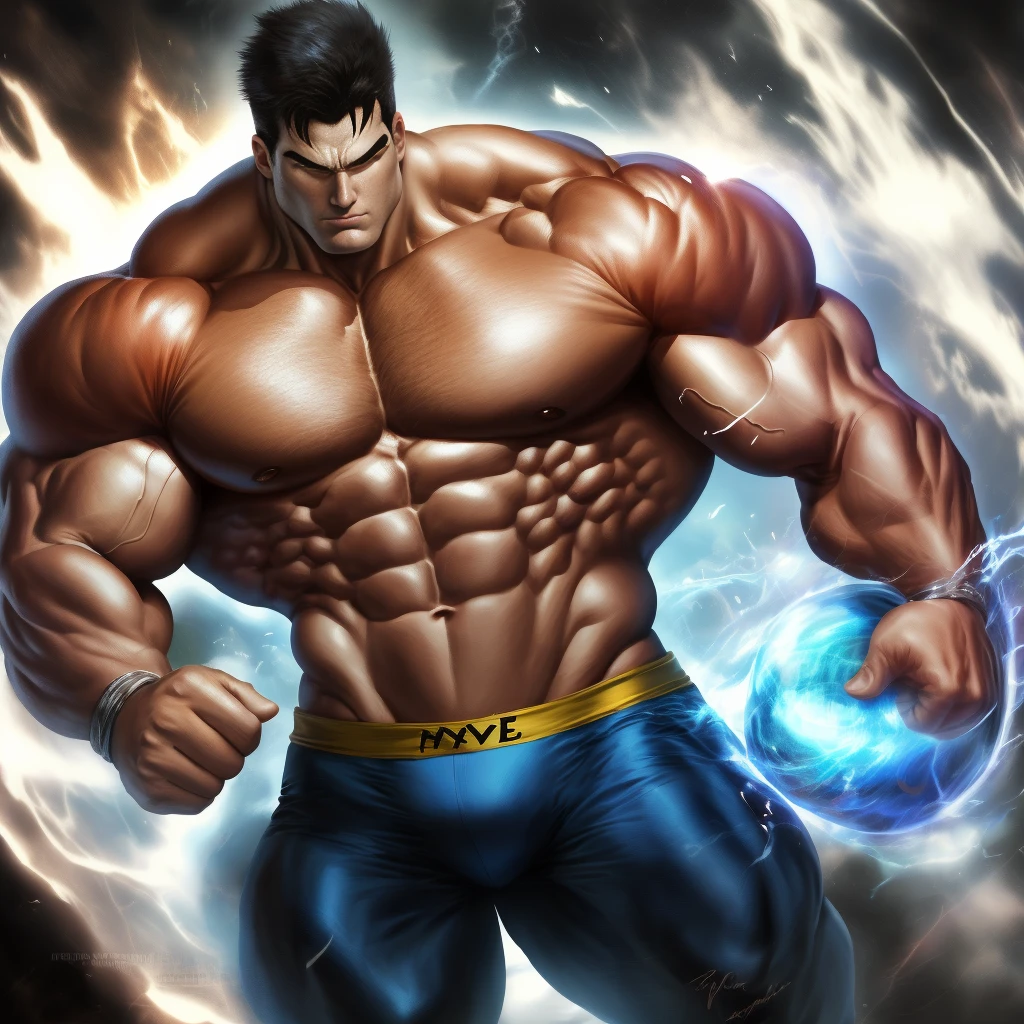 Super buff man, extremely big muscles, oversized muscles - SeaArt AI