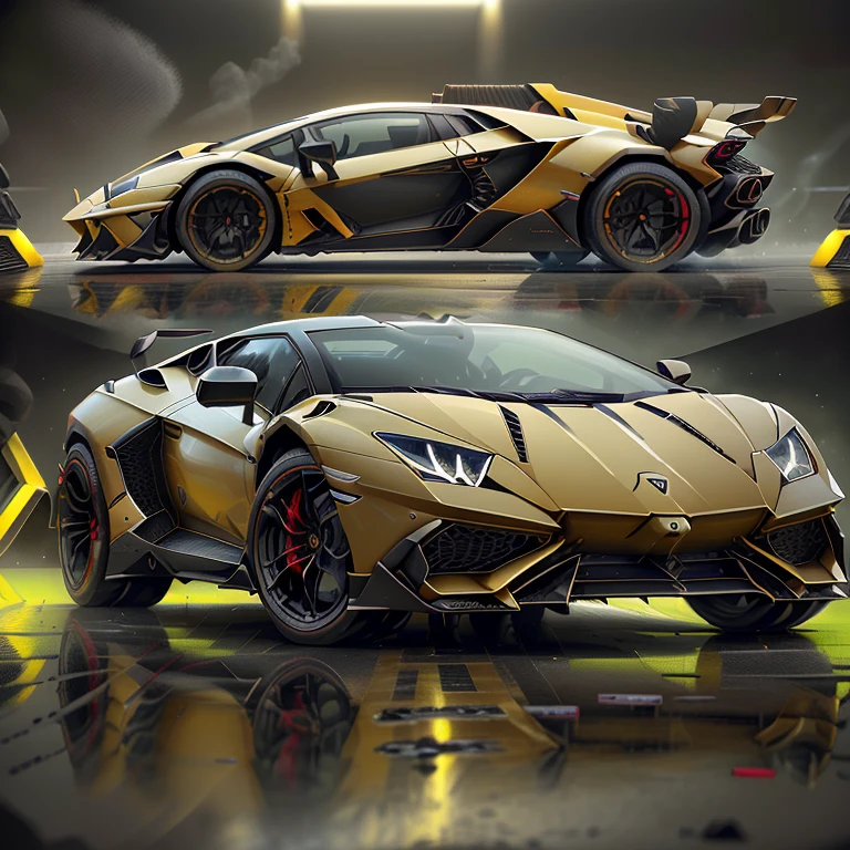 (Lamborghini Poison 2023 ),(View All) ,yellow64k, (yellow ),3D neon ...
