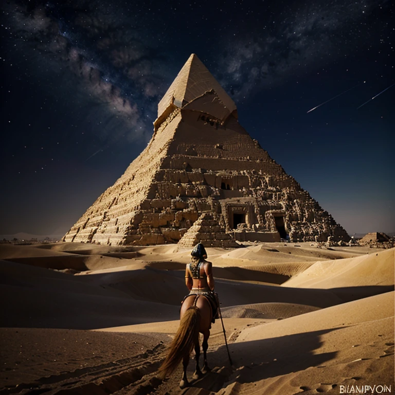 Egyptian pyramids with the alpha centaur star in the background - SeaArt AI