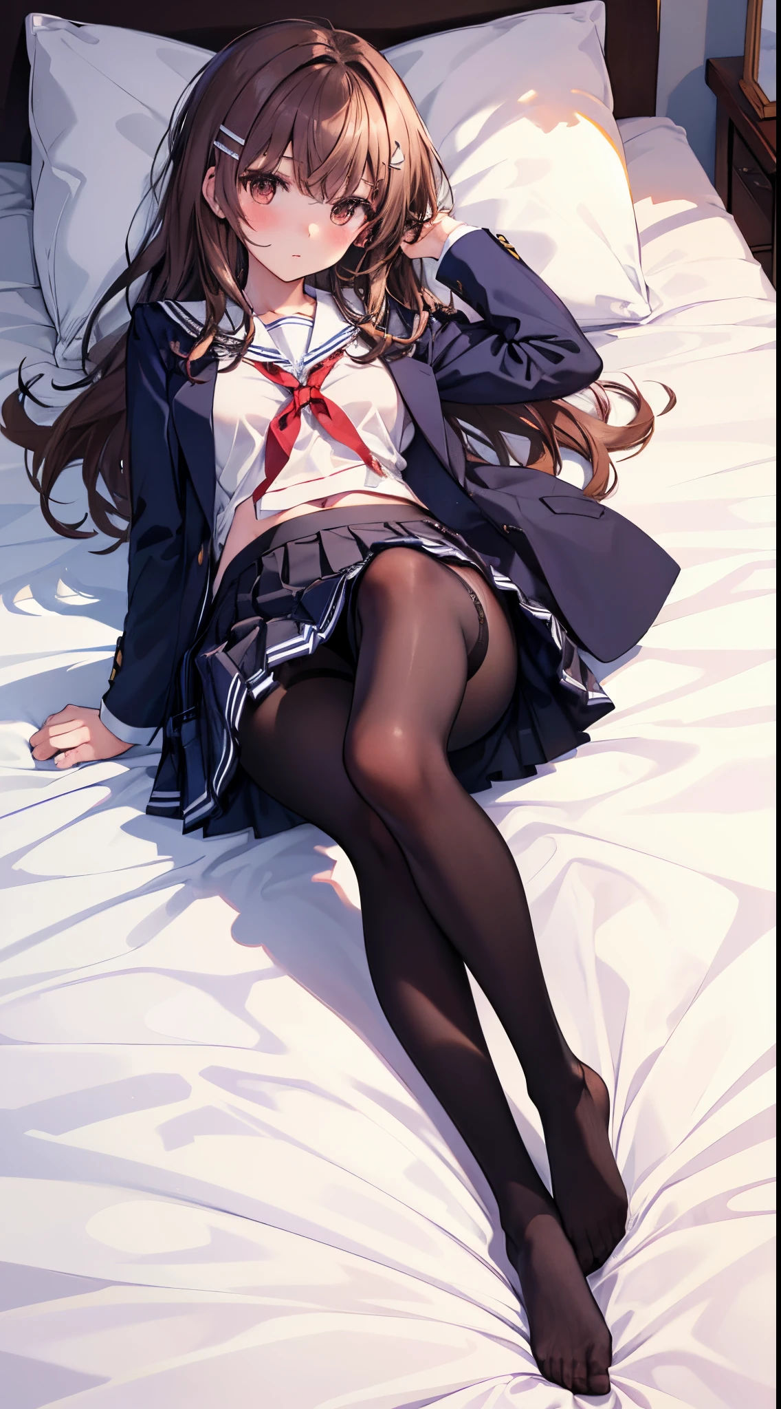 Anime Girl Laying On A Bed With Her Legs Crossed Seaart Ai