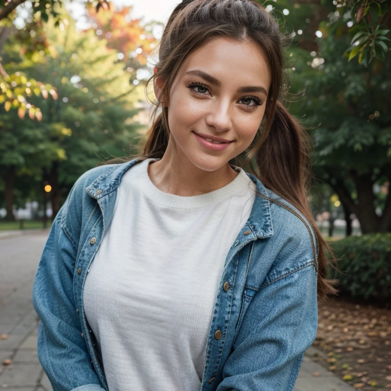 "A woman, two colored eye , left eye green, right eye brown, a little ...