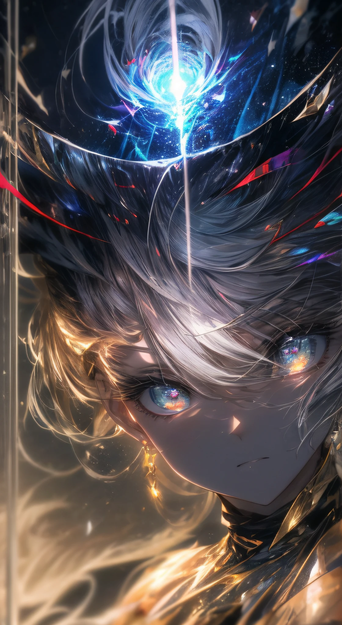 A close up of a person with a light shining on their head - SeaArt AI