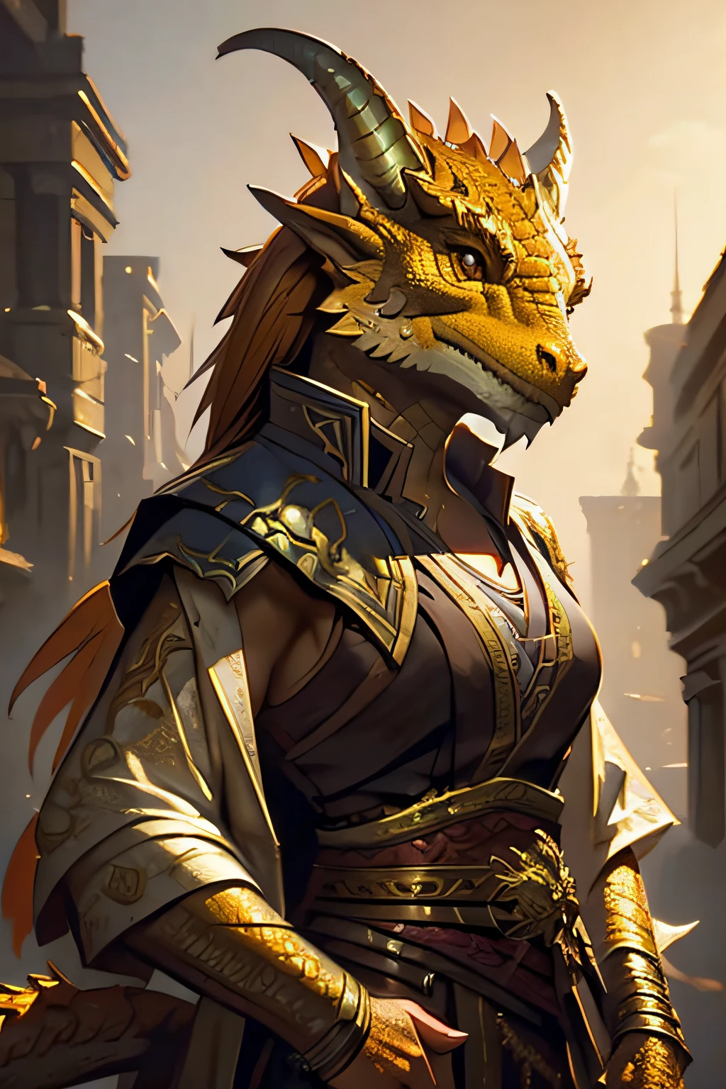 A close up of a person in a dragon costume holding a sword - SeaArt AI