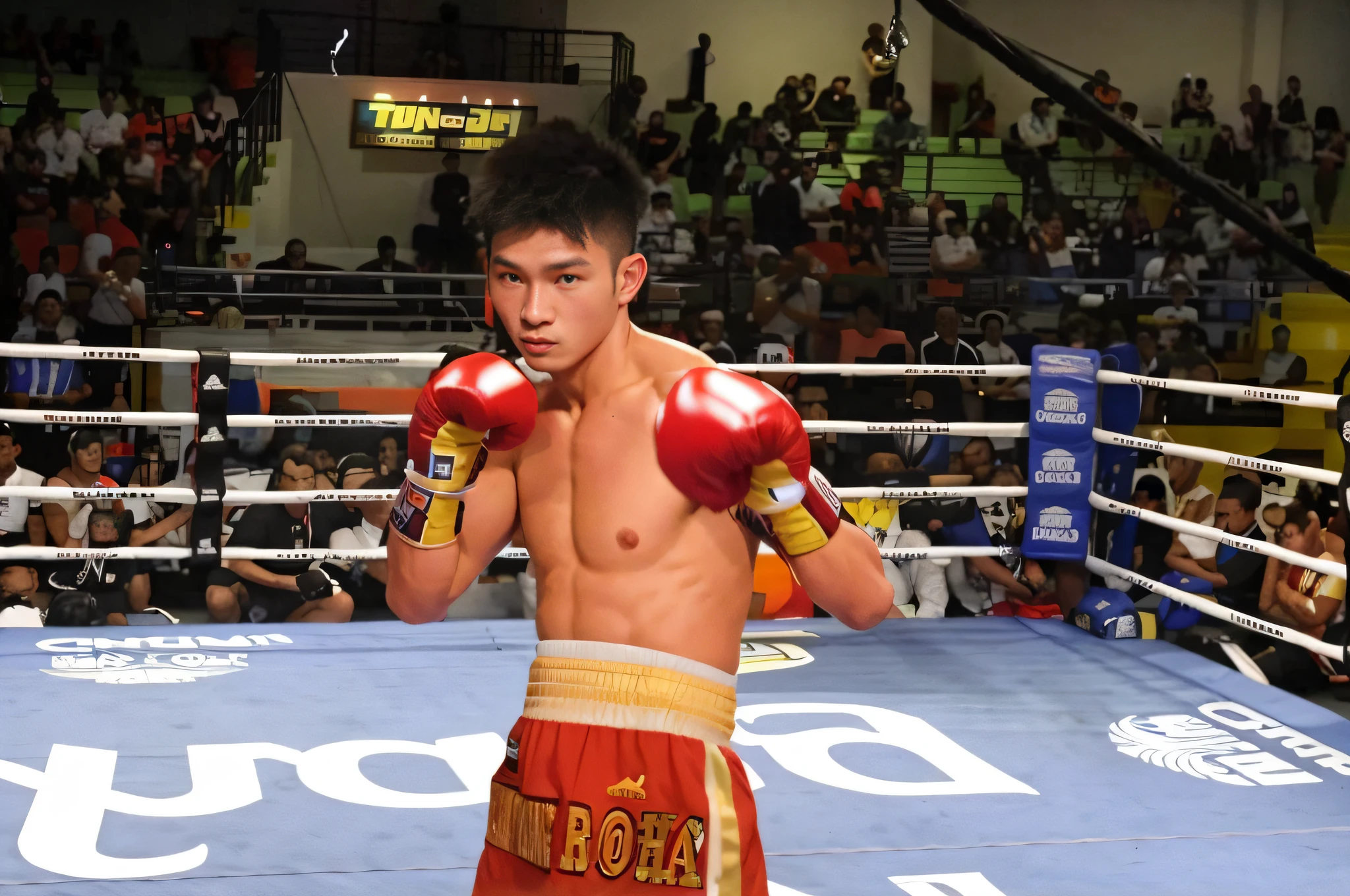 There is a man that is standing in a boxing ring - SeaArt AI